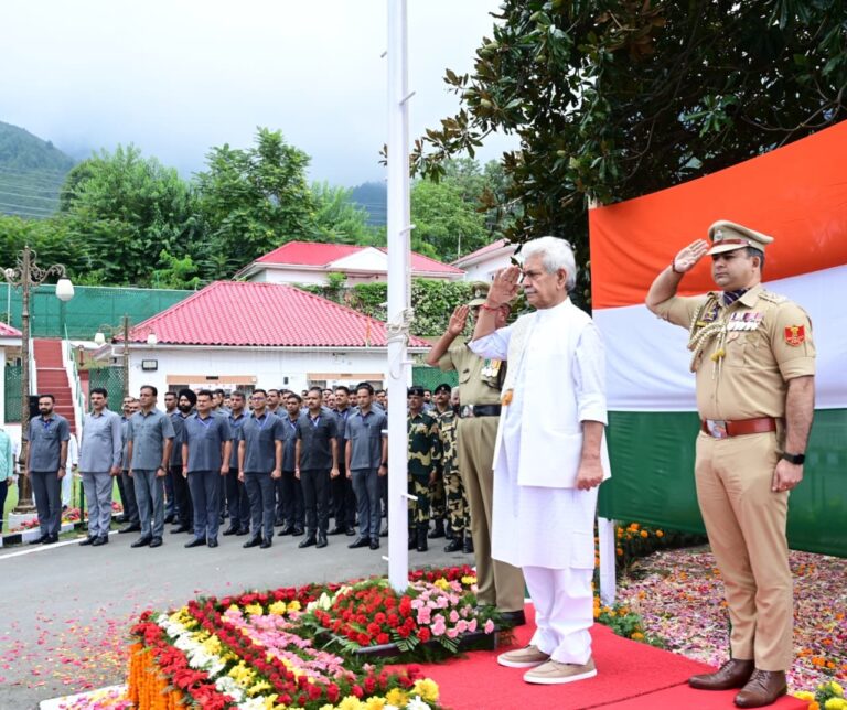Lieutenant Governor Hoists National Flag at Raj Independence
